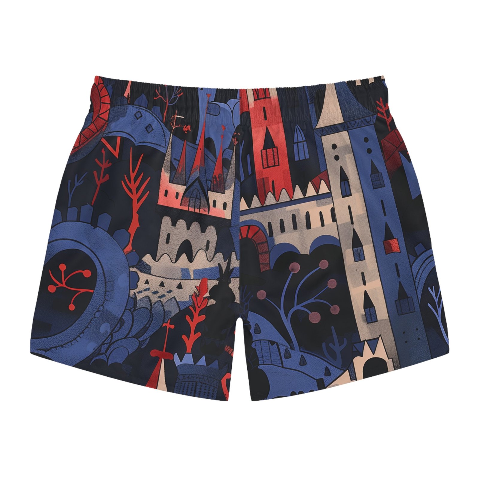 Medieval Castle Red Swim Trunks - Treasures of the Dragon