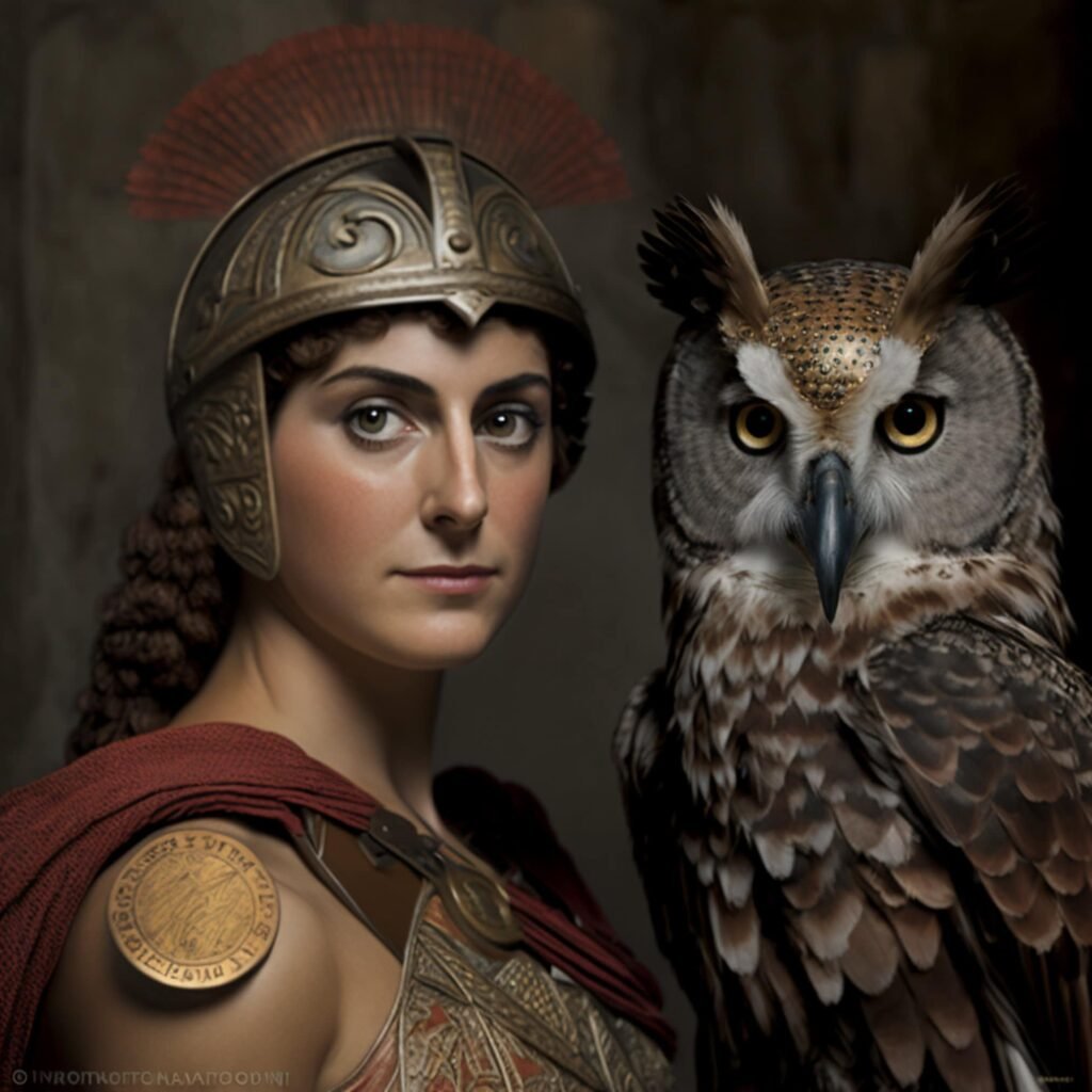 Athena Owl Art Print - Mythical Wisdom Digital Download